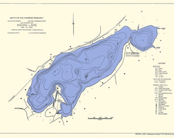 Indian Lake Map - Etsy