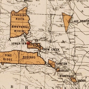 1889 Map of Indian Reservations in the United States - Etsy