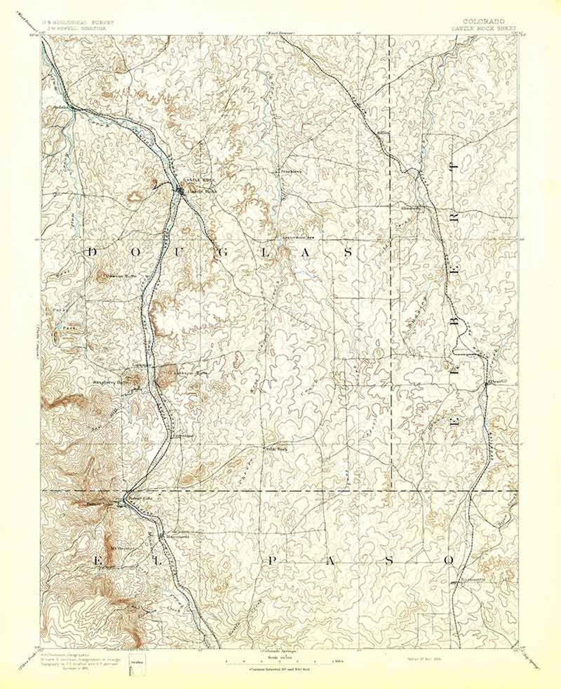 1894 Topo Map of Castle Rock Colorado - Etsy
