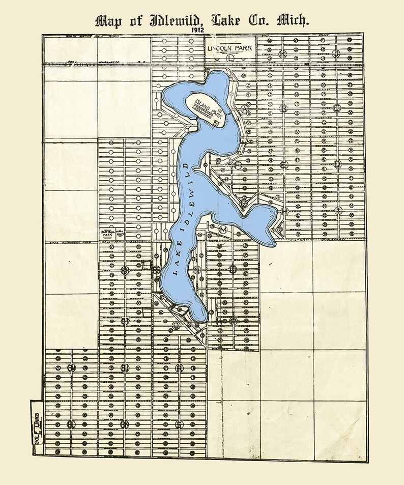 1912 Map of Lake Idlewild Lake County Michigan - Etsy