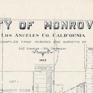 1913 Map of Monrovia Los Angeles County California - Etsy