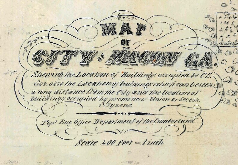 1864 Map of Macon Georgia - Etsy