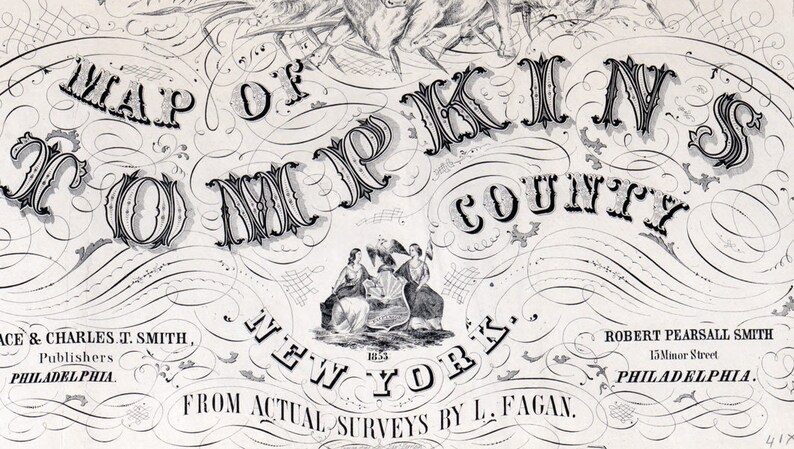 1853 Map of Tompkins County New York From Actual Surveys - Etsy