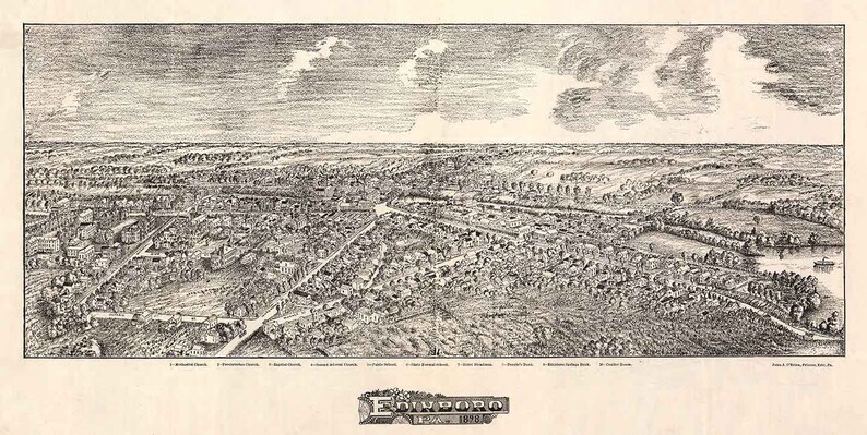 1898 Panoramic Map of Edinboro Pennsylvania | Etsy