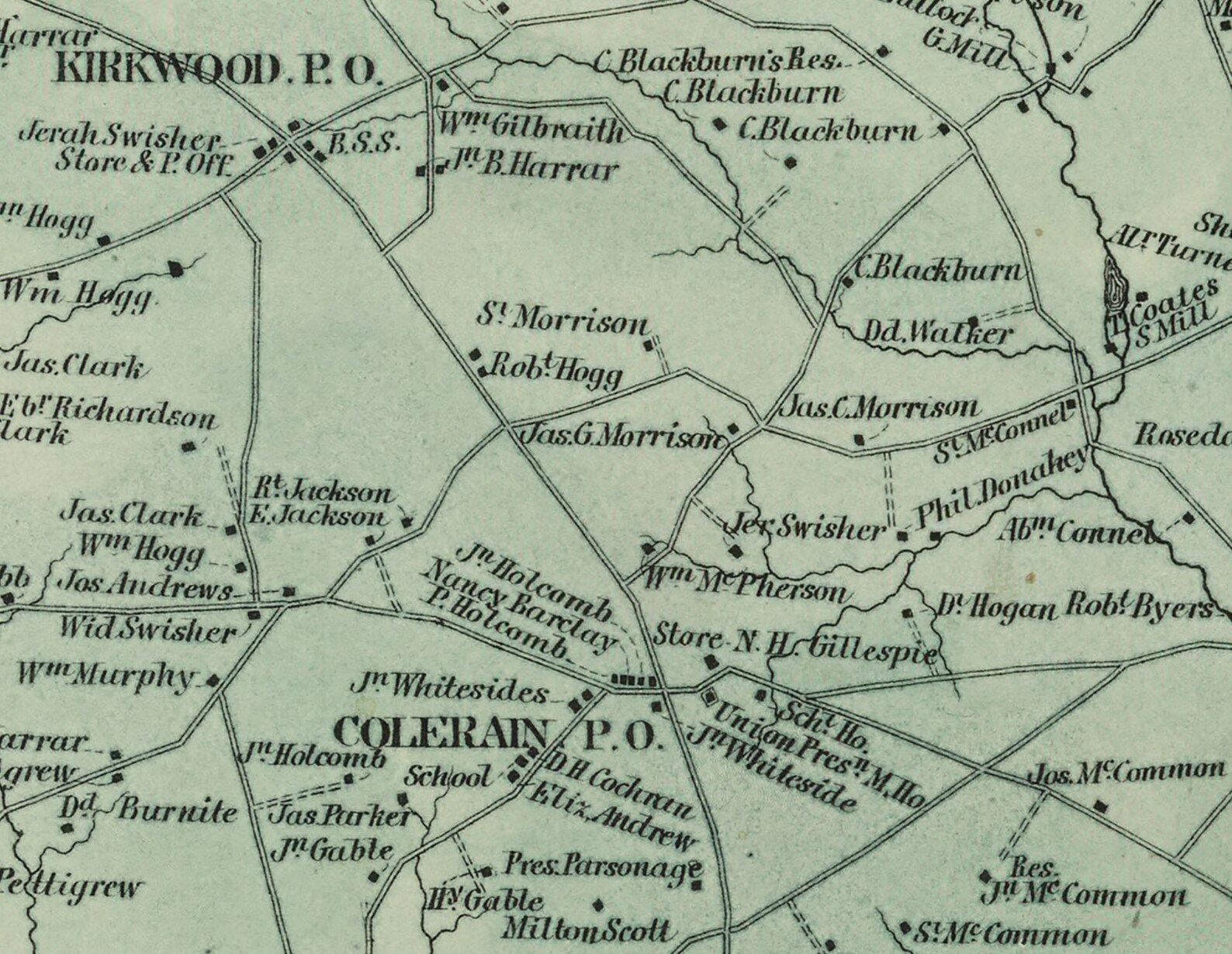 1864 Map of Colerain Township Lancaster County Pennsylvania - Etsy