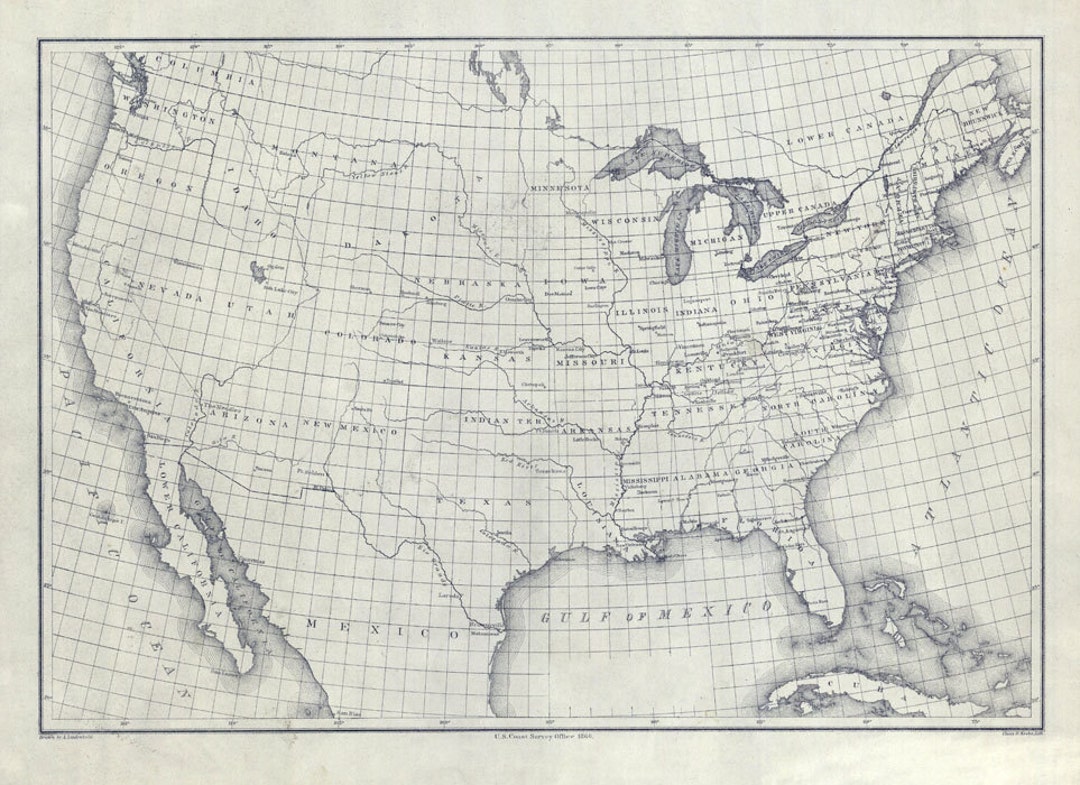 1866 Map of the United States - Etsy