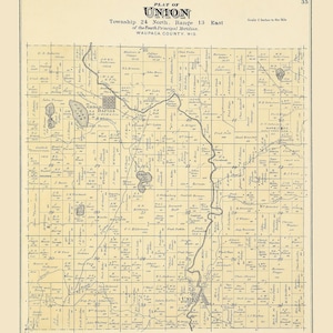 1889 Map of Union Township Waupaca County Wisconsin - Etsy