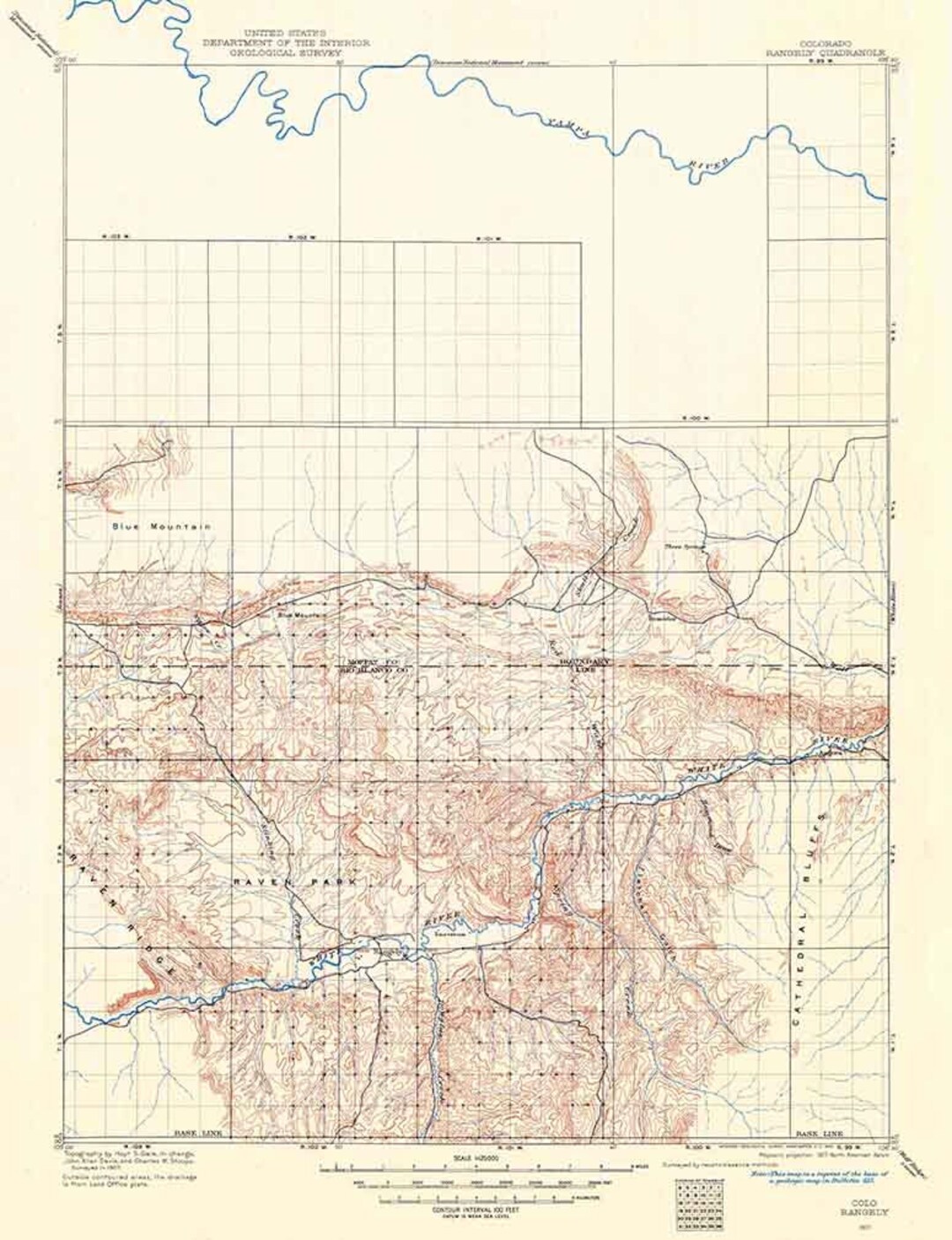 1907 Topo Map of Rangely Colorado - Etsy