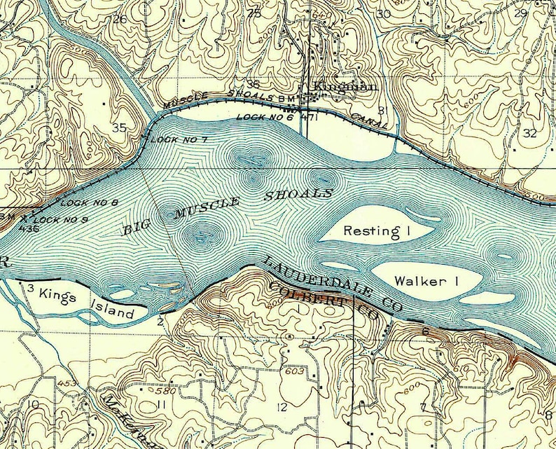 1916 Topo Map of Muscle Shoals Alabama Quadrangle Florence - Etsy