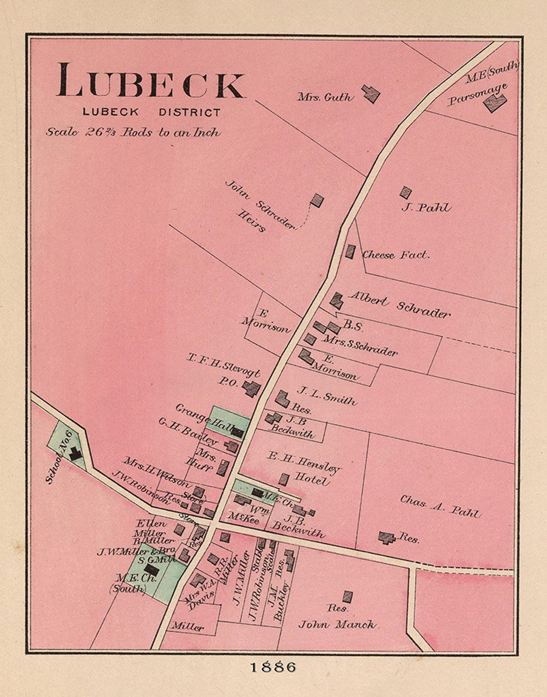 1886 Map of Lubeck West Virginia - Etsy