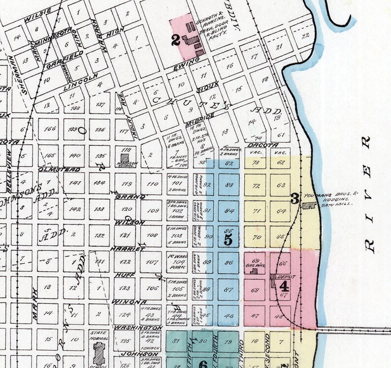 1884 Town Map of Winona Winona County Minnesota | Etsy