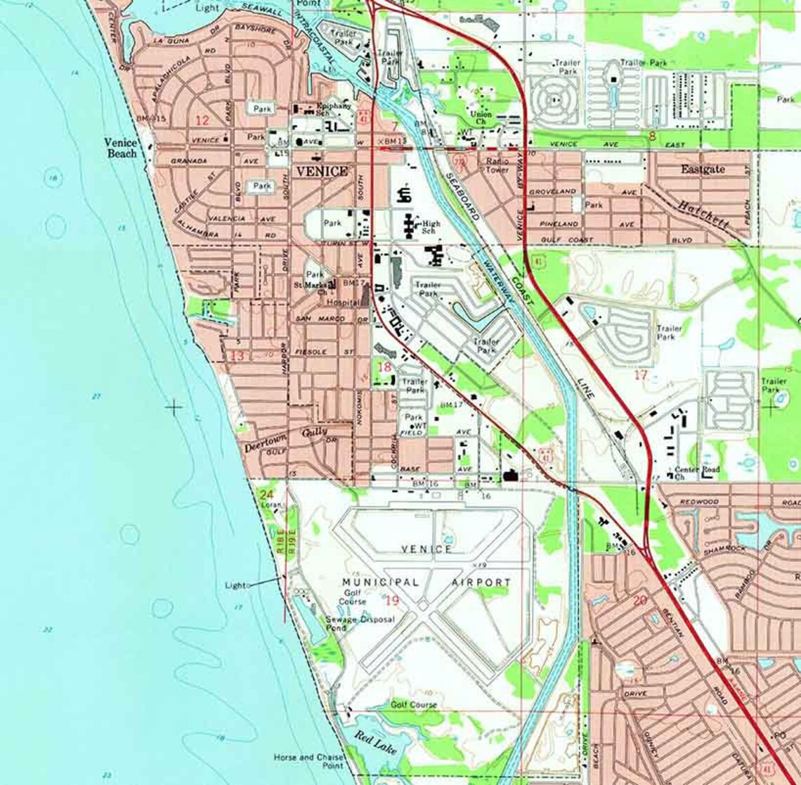 1973 Topo Map of Venice Florida Quadrangle | Etsy