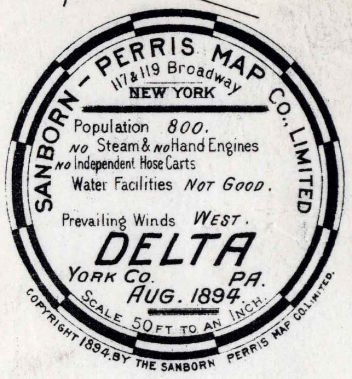 1894 Town Map of Delta York County Pennsylvania - Etsy