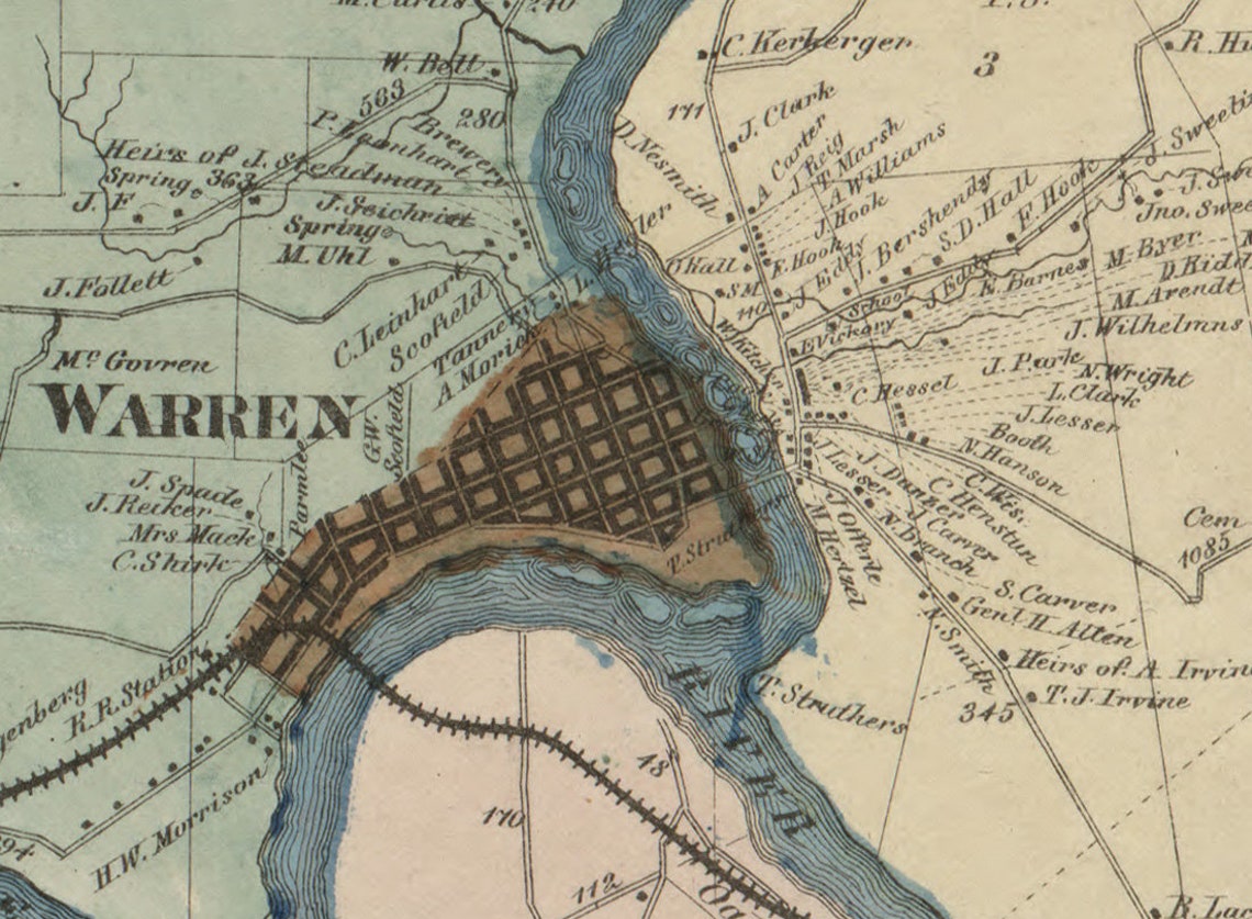 1865 Farm Line Map of Warren County PA Oil & Gas Region Youngsville ...