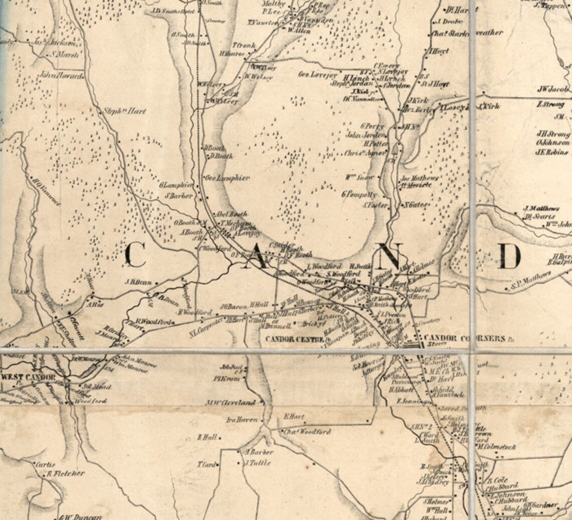 1855 Map of Tioga County NY From Actual Surveys Owego - Etsy