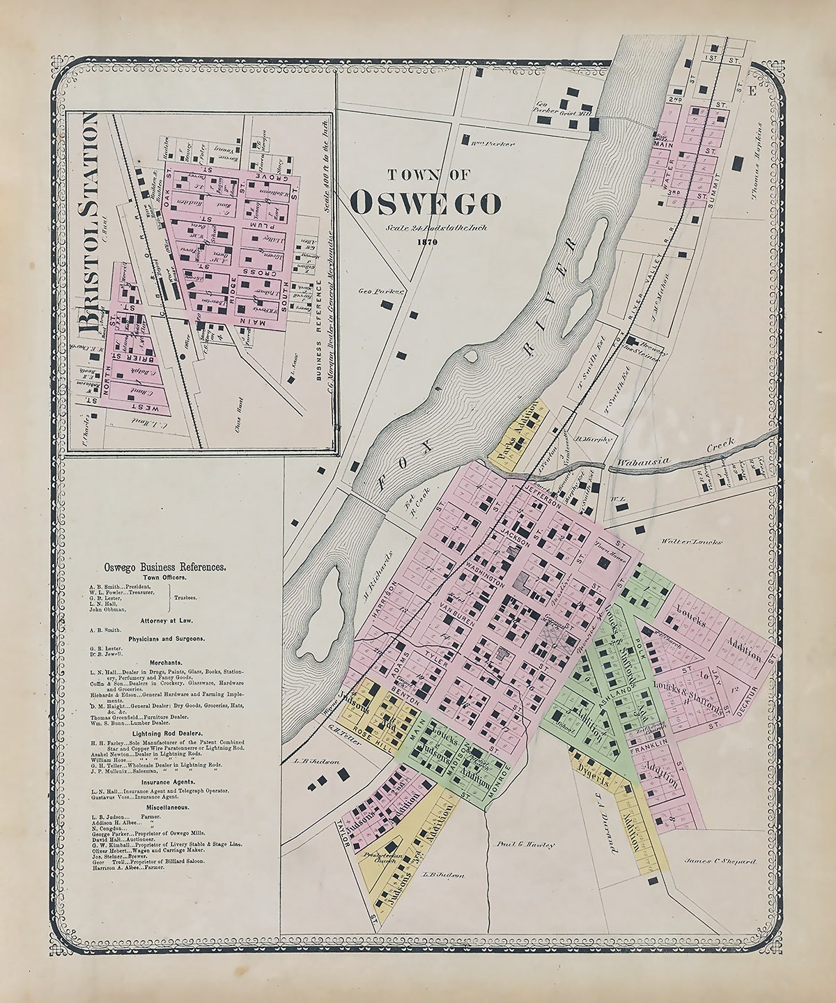1870 Map of Oswego Kendall County Illinois - Etsy