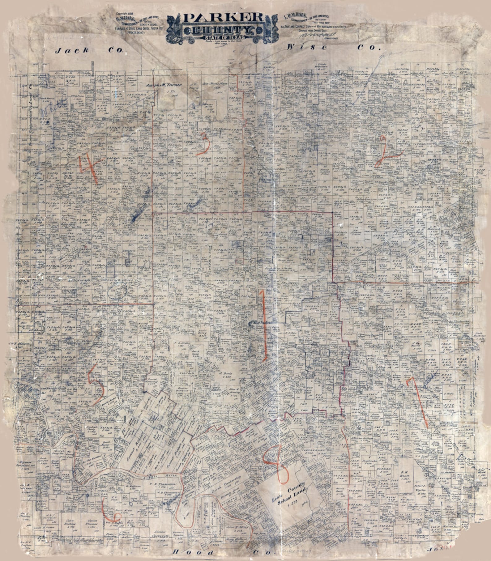 1889 Map of Parker County Texas Weatherford - Etsy