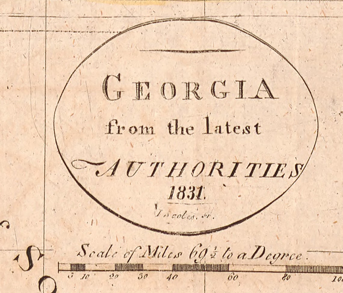 1831 Map of Southern Georgia Showing Indian Lands - Etsy