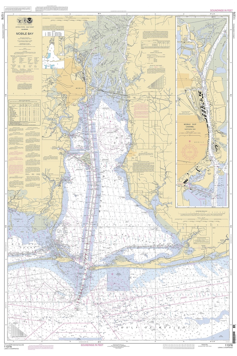 2008 Nautical Chart of Mobile Bay Alabama - Etsy