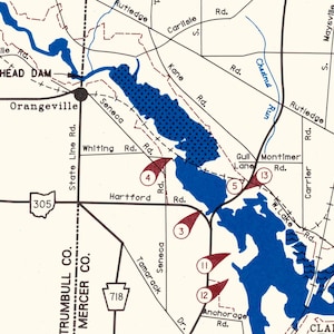 1995 Map of Shenango Lake Pennsylvania and Ohio - Etsy