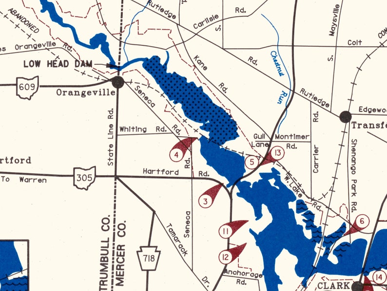 1995 Map of Shenango Lake Pennsylvania and Ohio - Etsy