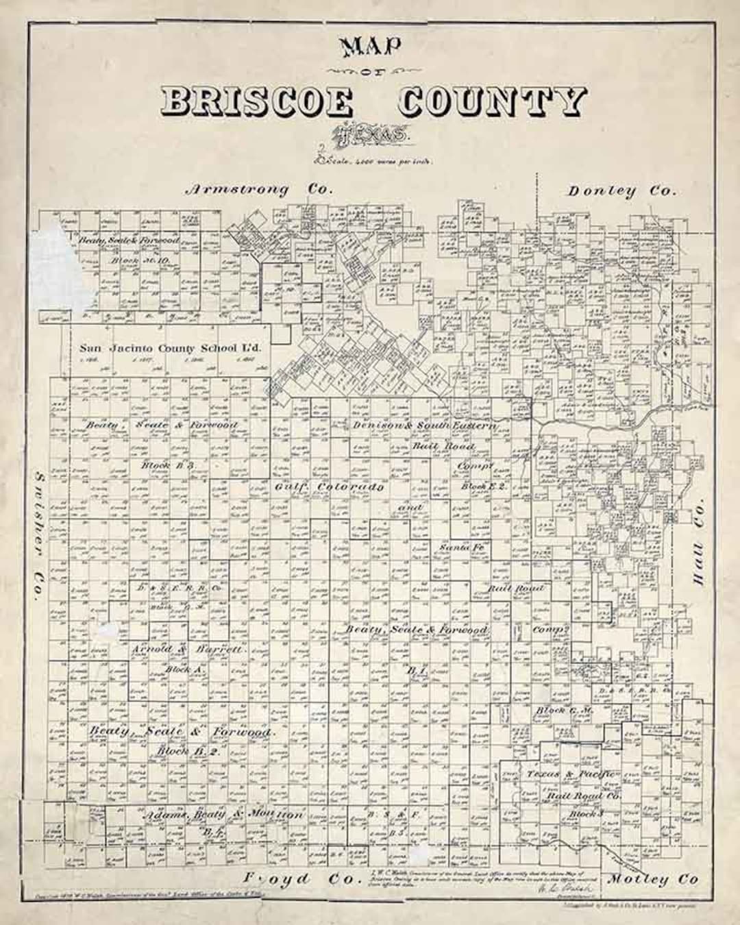 1879 Farm Line Map of Briscoe County Texas - Etsy