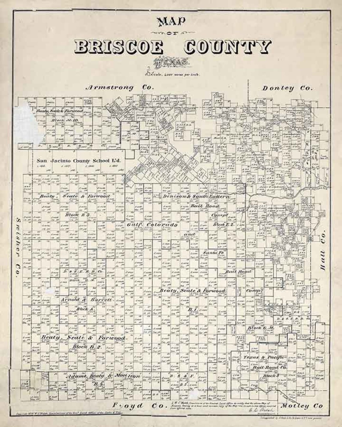 1879 Farm Line Map of Briscoe County Texas - Etsy