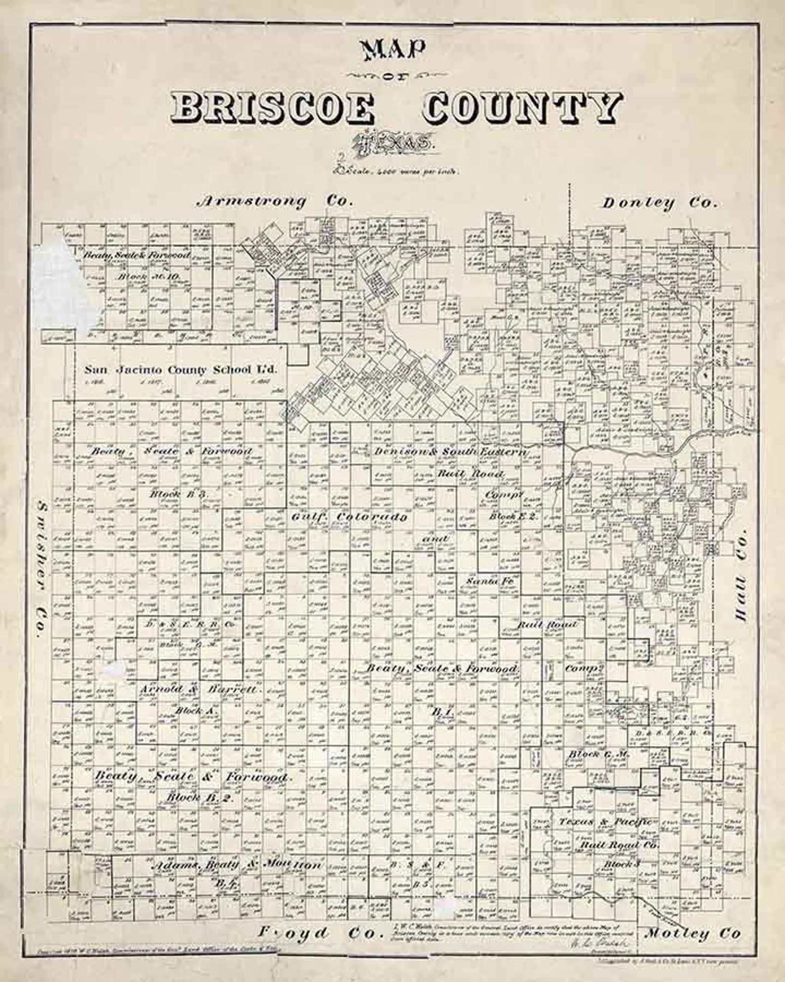 1879 Farm Line Map of Briscoe County Texas - Etsy
