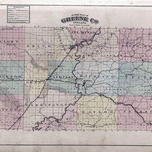 1879 Map of Greene County Indiana - Etsy