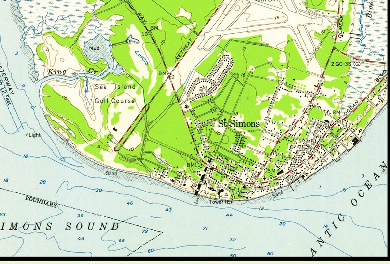 1956 Topo Map of Brunswick Georgia and Glynco Naval Air Station - Etsy