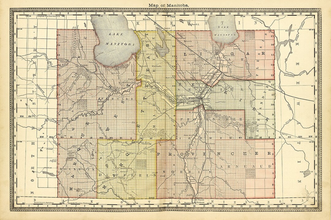 1881 Map of Manitoba Canada - Etsy