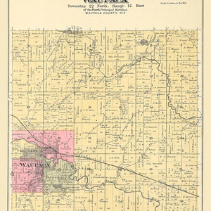 1889 Map of Waupaca Township Waupaca County Wisconsin - Etsy