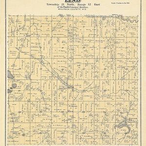 1889 Map of Lind Township Waupaca County Wisconsin - Etsy