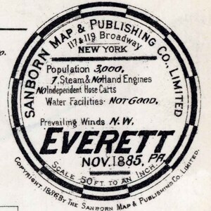 1885 Town Map of Everett Bedford County Pennsylvania - Etsy