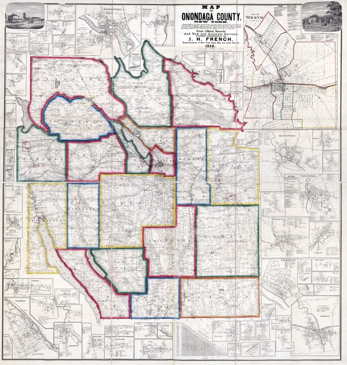 1859 Map of Onondaga County New York | Etsy