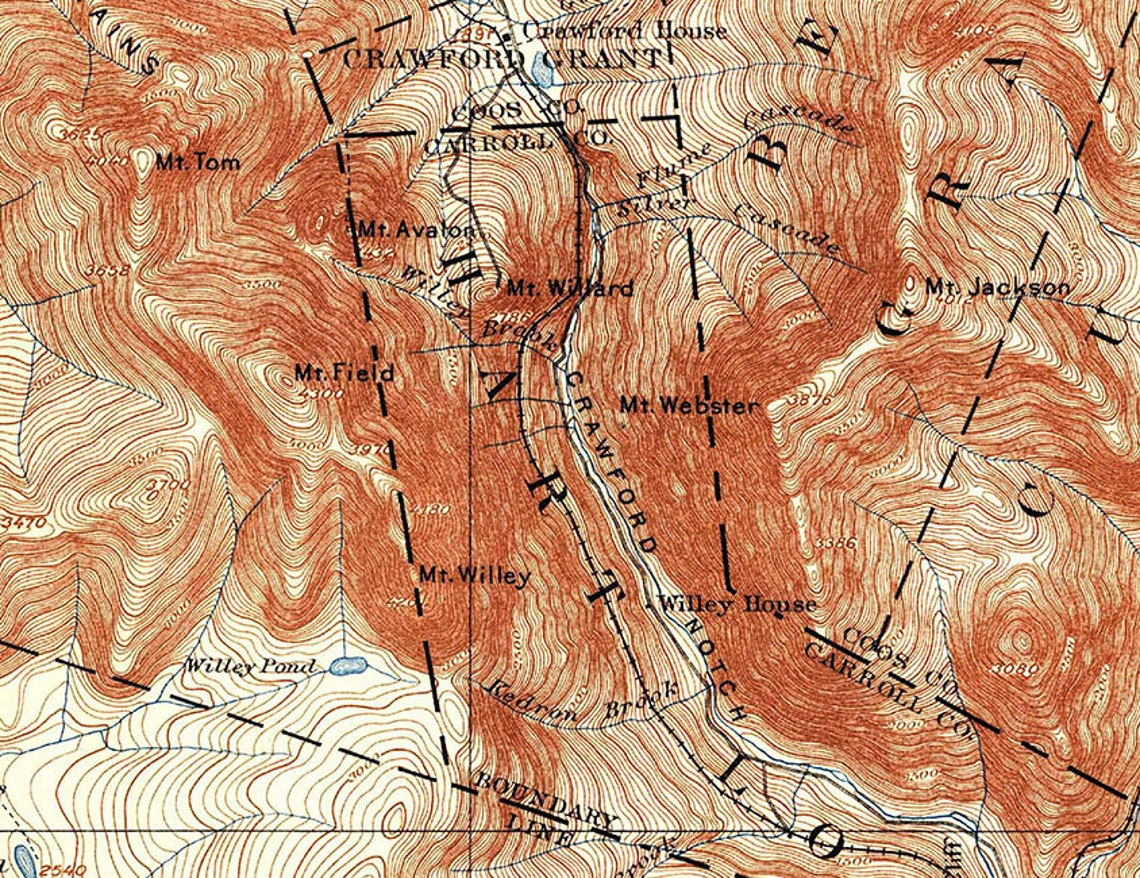 1895 Topo Map of Crawford Notch New Hampshire White Mountains - Etsy