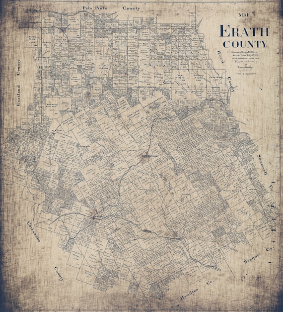 1896 Farm Line Map of Erath County Texas | Etsy
