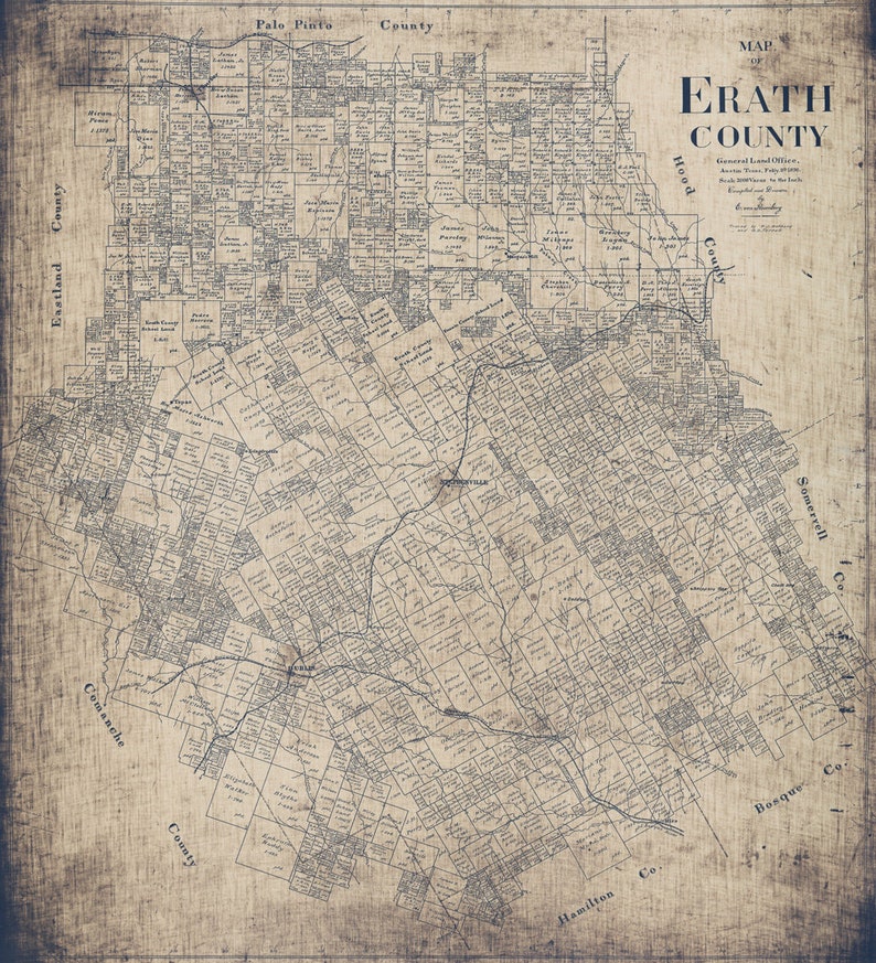 1896 Farm Line Map of Erath County Texas - Etsy