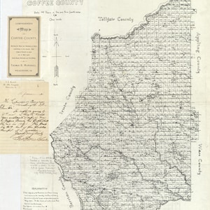 1891 Map of Coffee County Georgia Landowner Reprint - Etsy