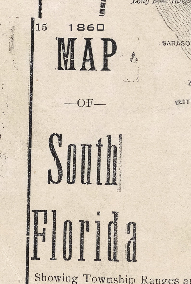 1860 Map of South Florida Townships Section Details - Etsy