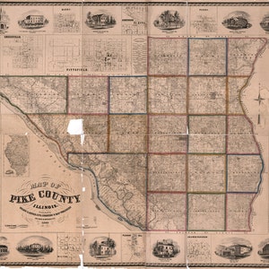 1860 Map of Pike County Illinois Pittsfield - Etsy