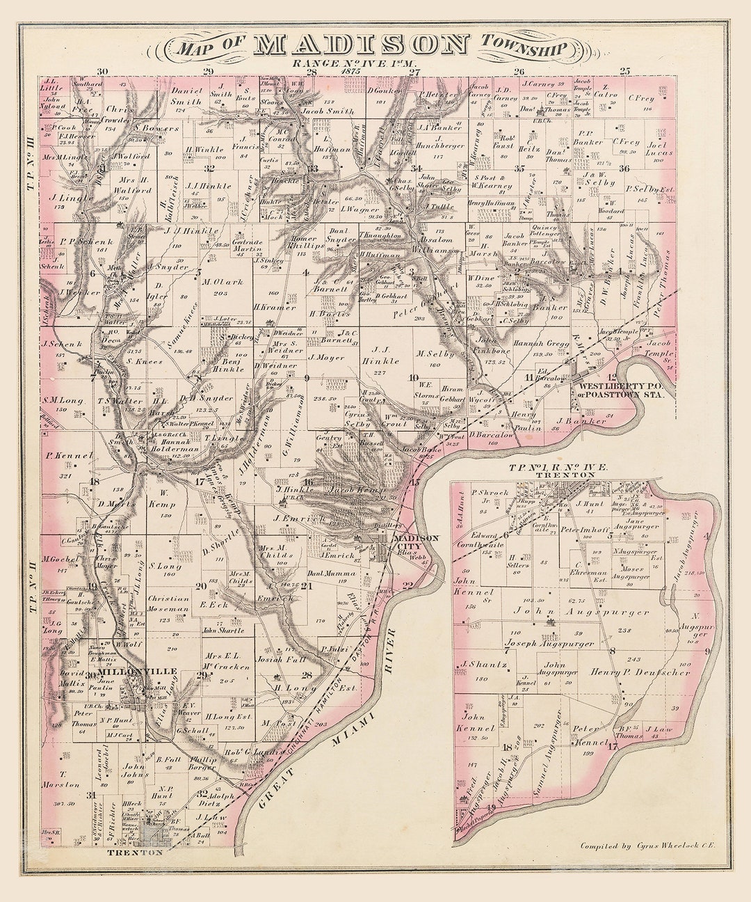 1875 Map of Madison Township Butler County Ohio - Etsy