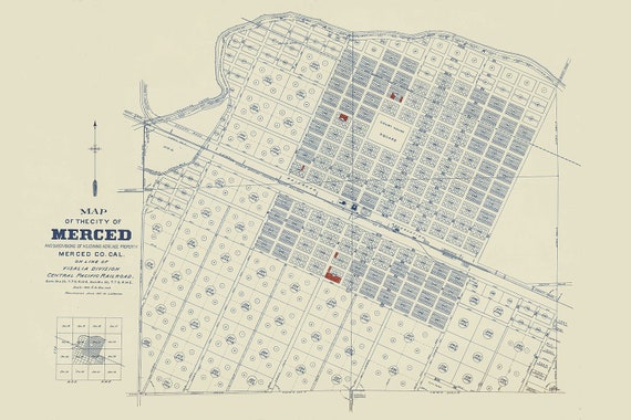 1897 Map of the City of Merced Merced County California - Etsy