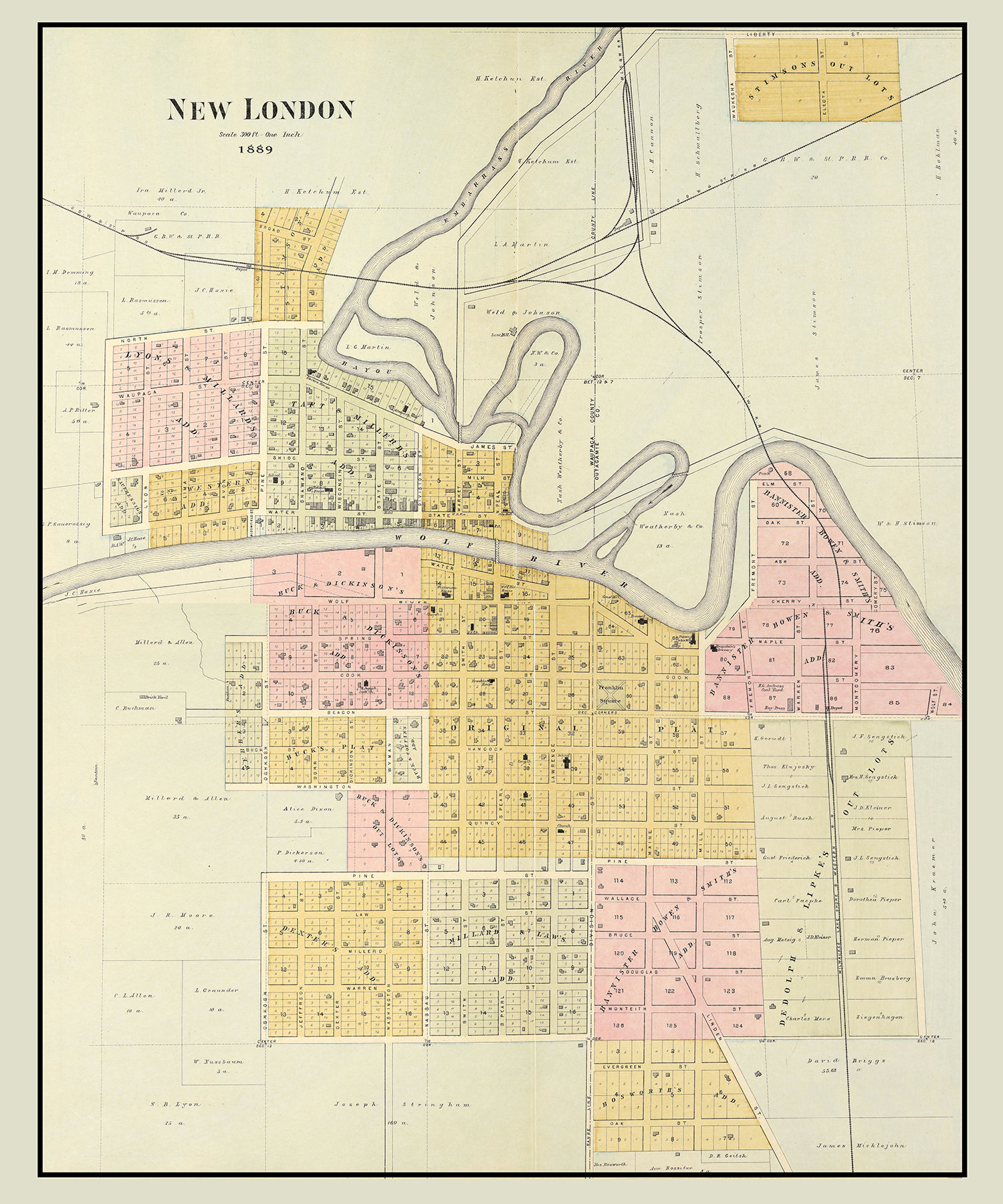 1889 Town Map of New London Waupaca County Wisconsin - Etsy