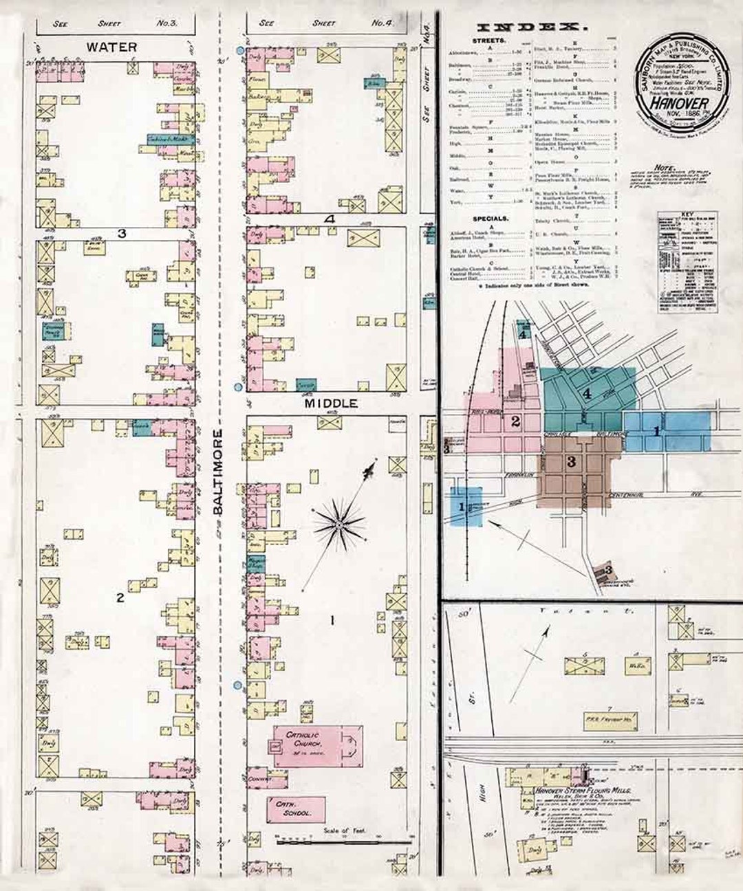 1886 Town Map of Hanover York County Pennsylvania - Etsy