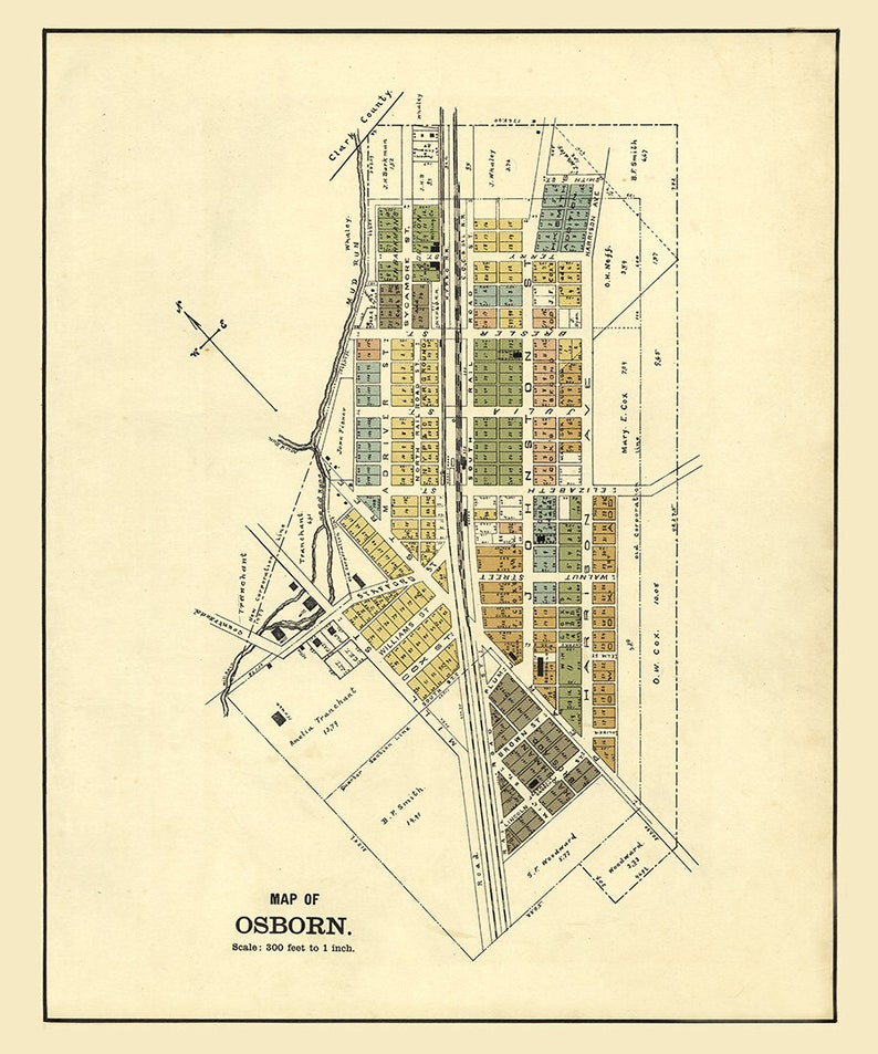 1896 Town Map of Osborn Greene County Ohio - Etsy