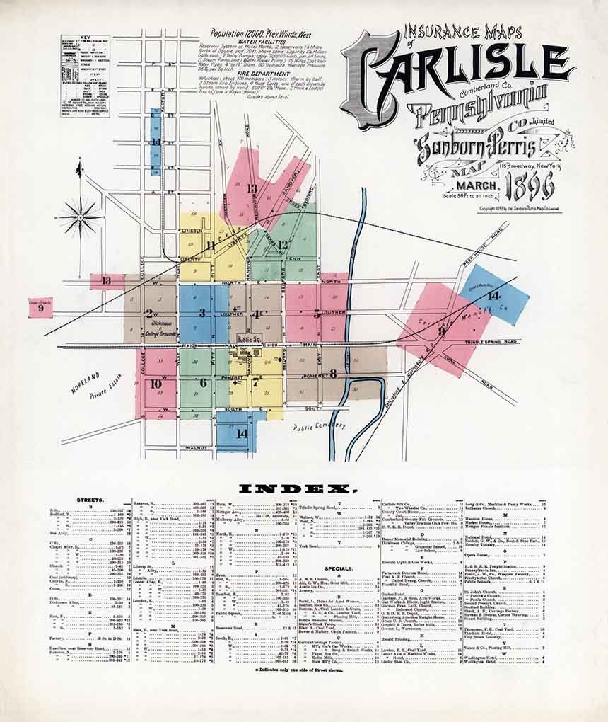 1896 Sanborn Map Of Carlisle Cumberland County Pennsylvania Etsy