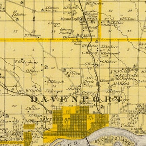 1875 Map of Scott County Iowa - Etsy
