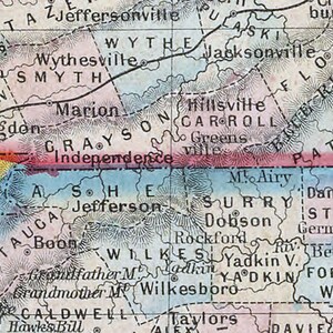 1860 County Map of Virginia and North Carolina - Etsy
