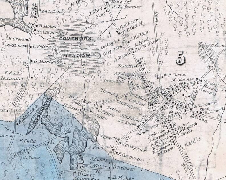 1850 Map of Foxborough Massachusetts - Etsy